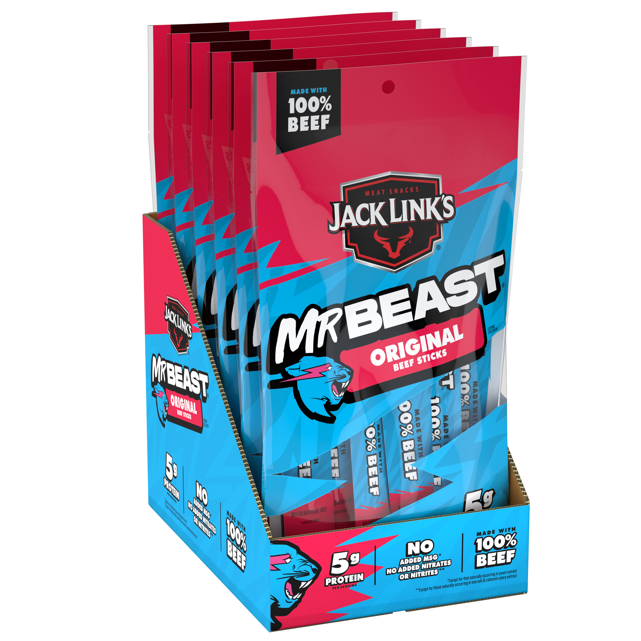 Jack Link’s x MrBeast Original Beef Sticks, 10 count of .92 oz meat ...